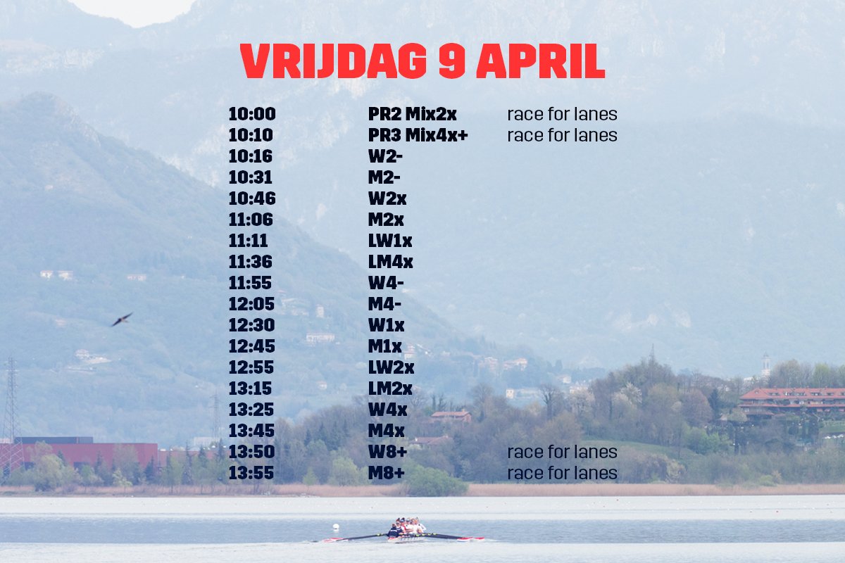 Programma EK: vrijdag 9 april | Roeien.nl